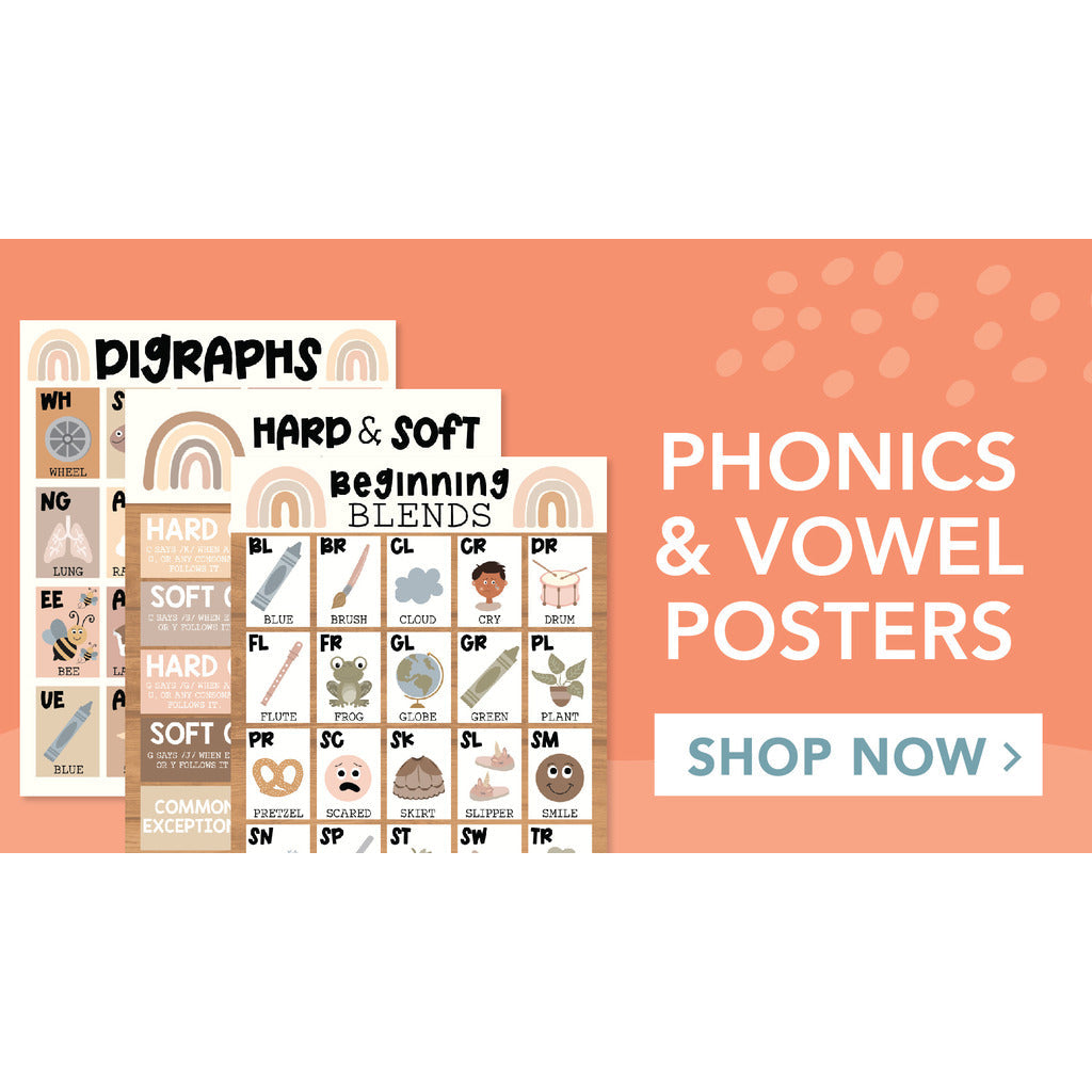 Phonics & Vowel Posters: 9 Educational Wall Art Set – Hadley Designs