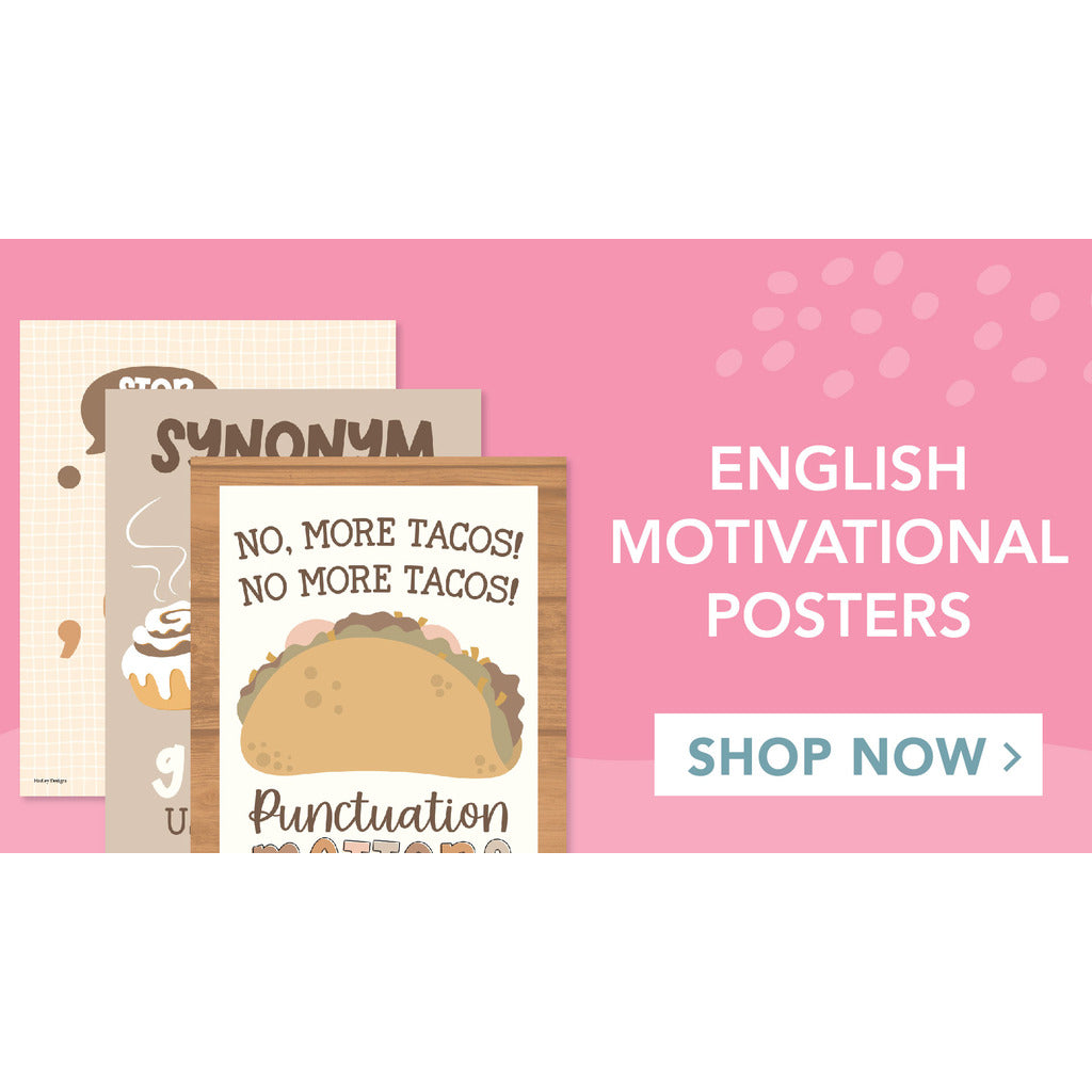 Set of 6 English Motivational Posters for Office or Classroom Decor ...