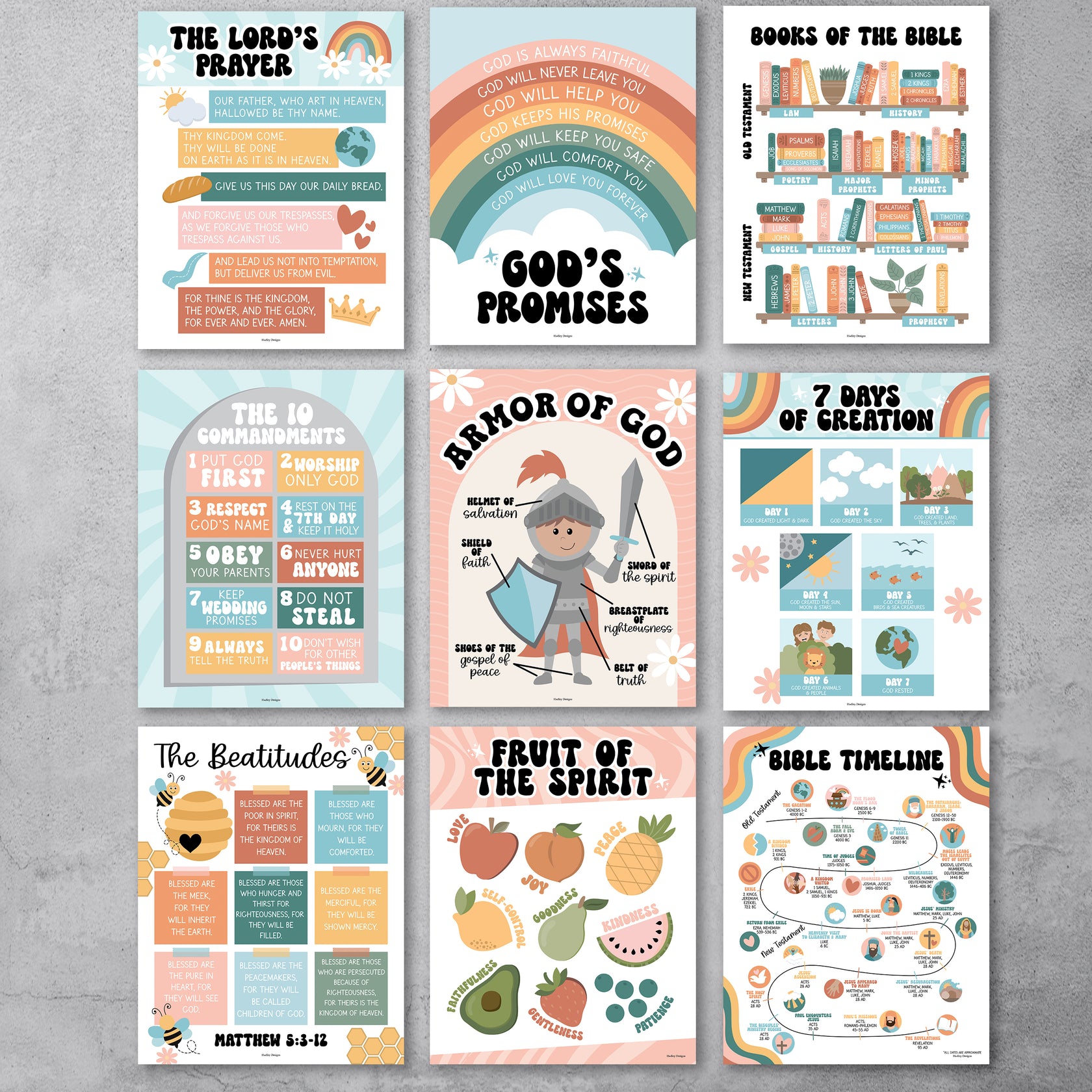 Bible Posters | Set of 9 | Sunday School Posters – Hadley Designs