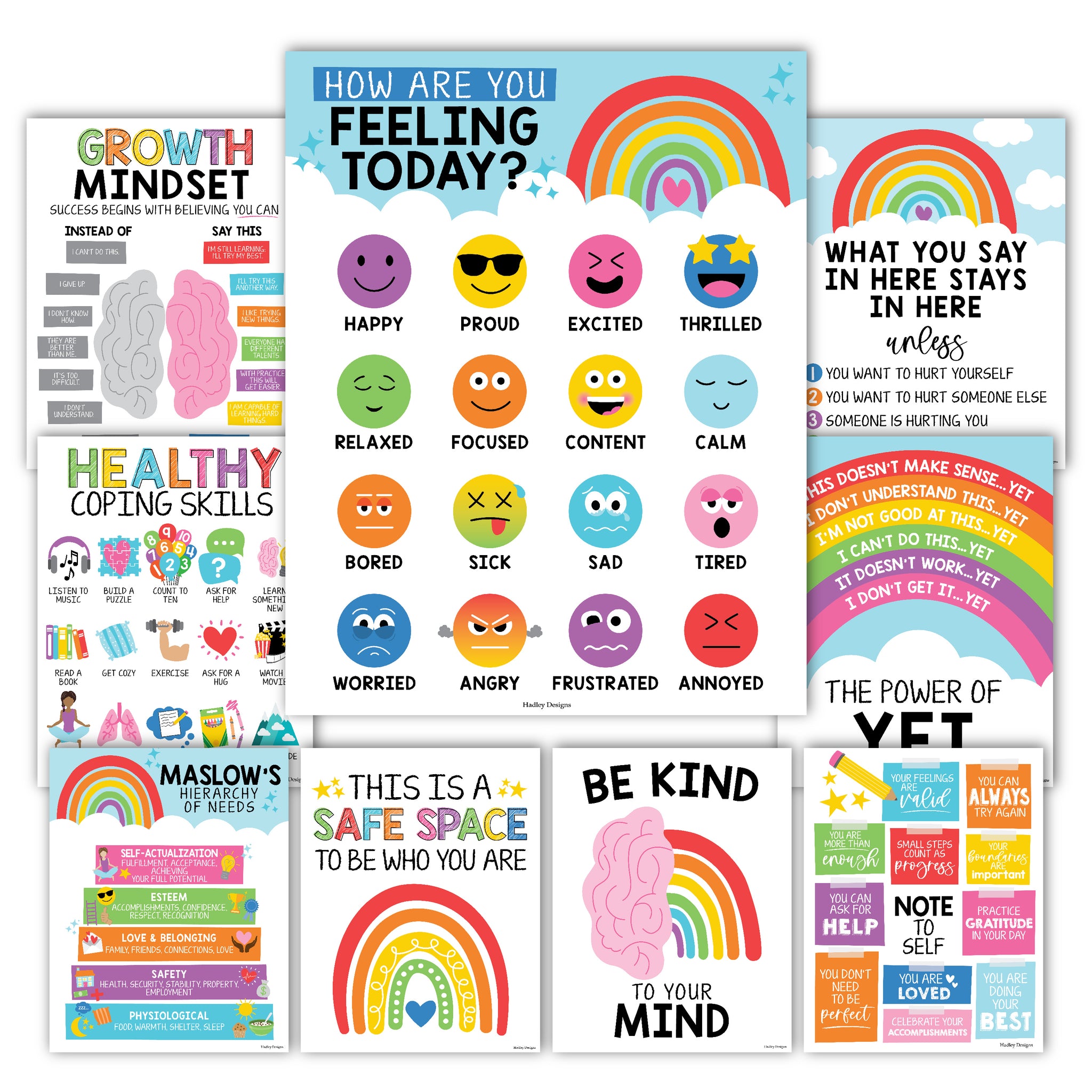 Mental Health Posters | Set of 9 | Educational Posters – Hadley Designs
