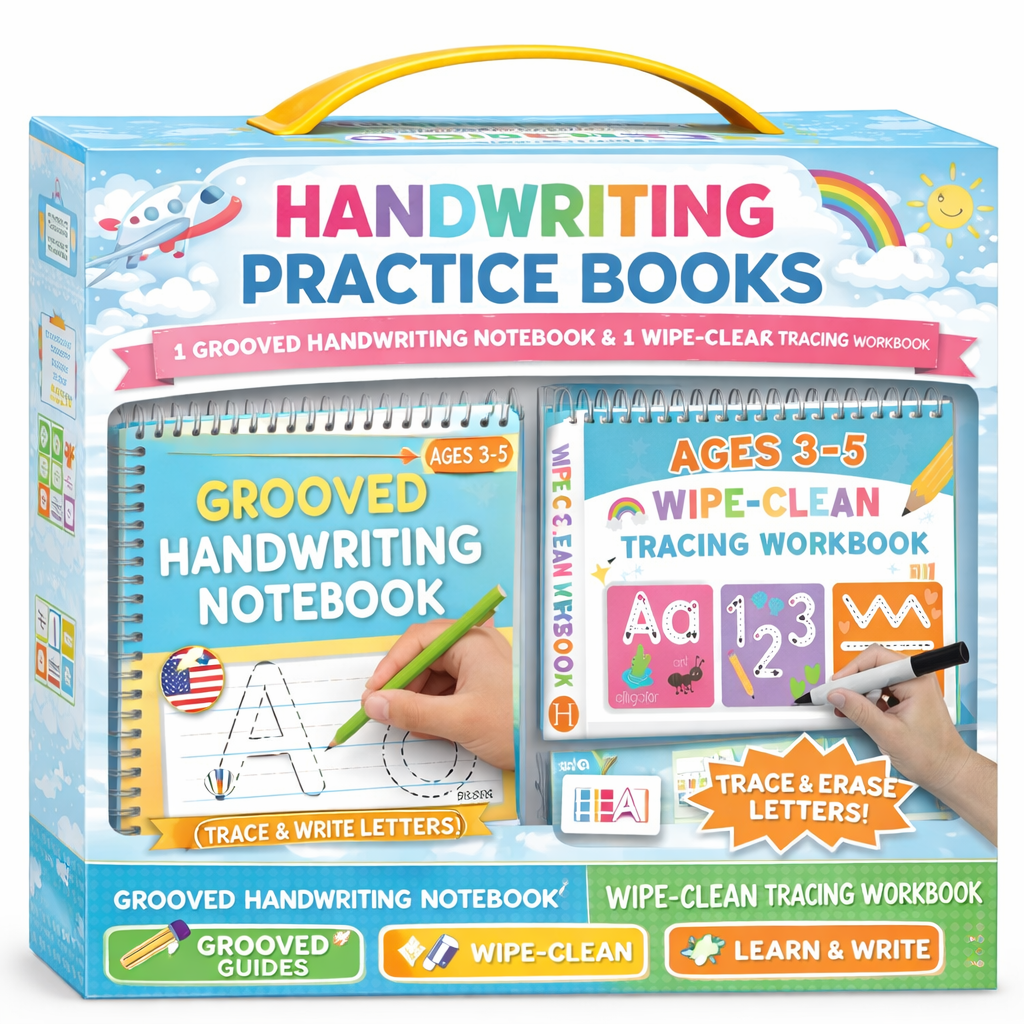 Handwriting Practice Books Kids 3-5 | Reusable Magic Ink Tracing Workb ...