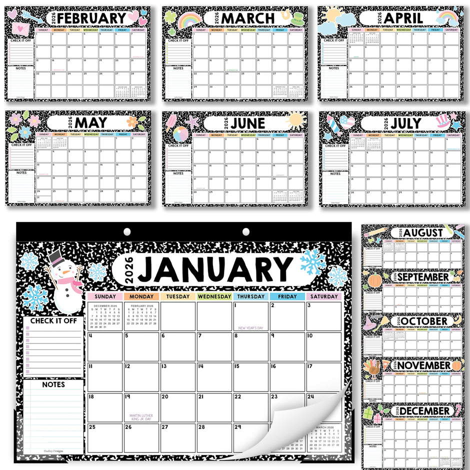 18-Month Desk Calendars with Note Section | Office & Classroom – Hadley ...