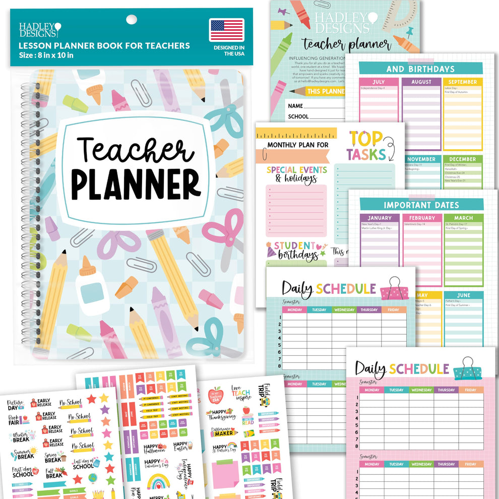 Hadley Designs Teacher Planner 2026-2027 - Undated Teacher Planners, H