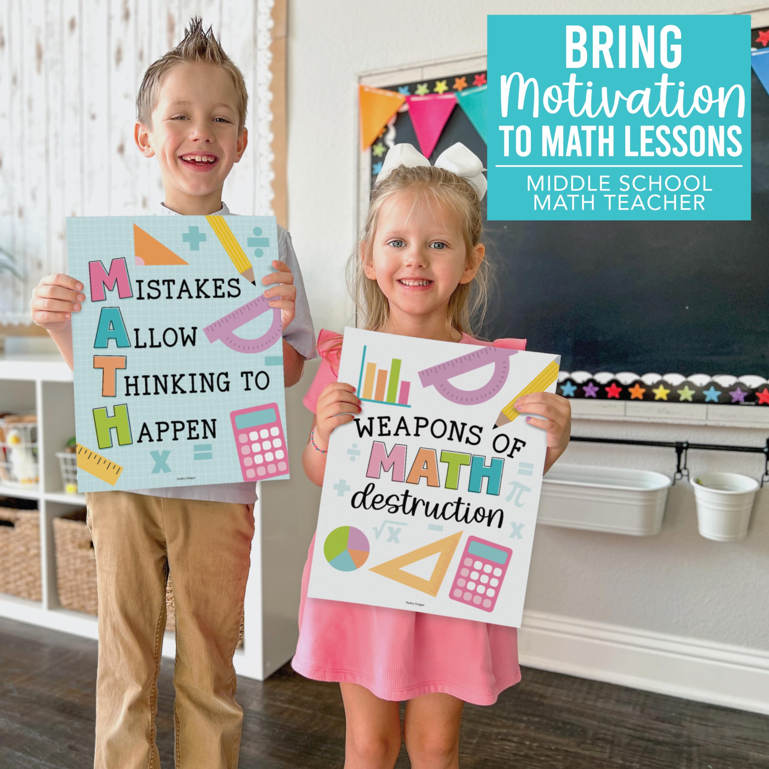 Motivational Math Posters, Colorful Pack of 6 – Hadley Designs