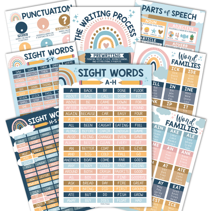 Sight Word Posters Set of 8 for Classrooms & Homeschooling – Hadley Designs