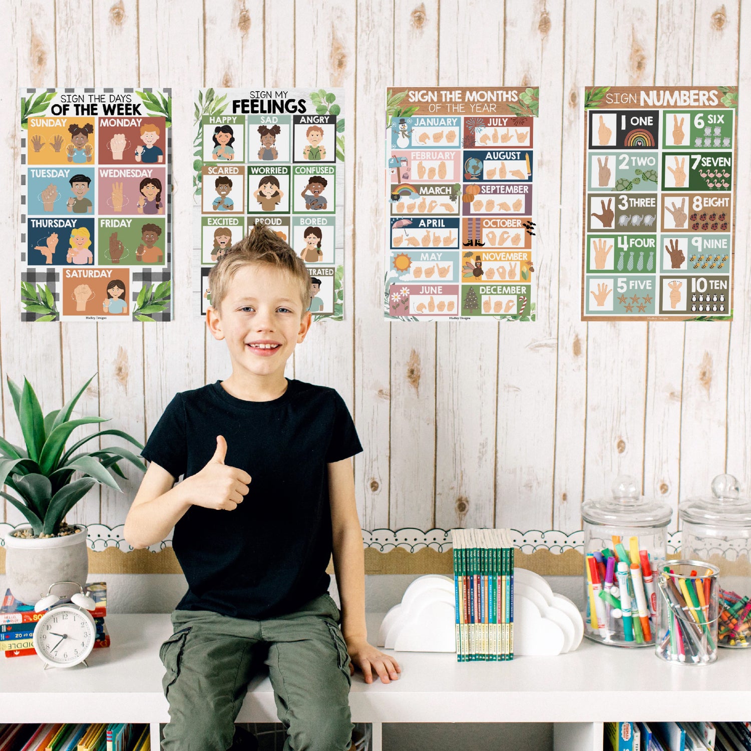 ASL Learning Posters Set of 8 for Classrooms & Language Classes ...