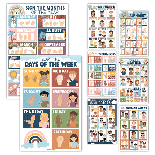 Boho ASL Posters Set of 8