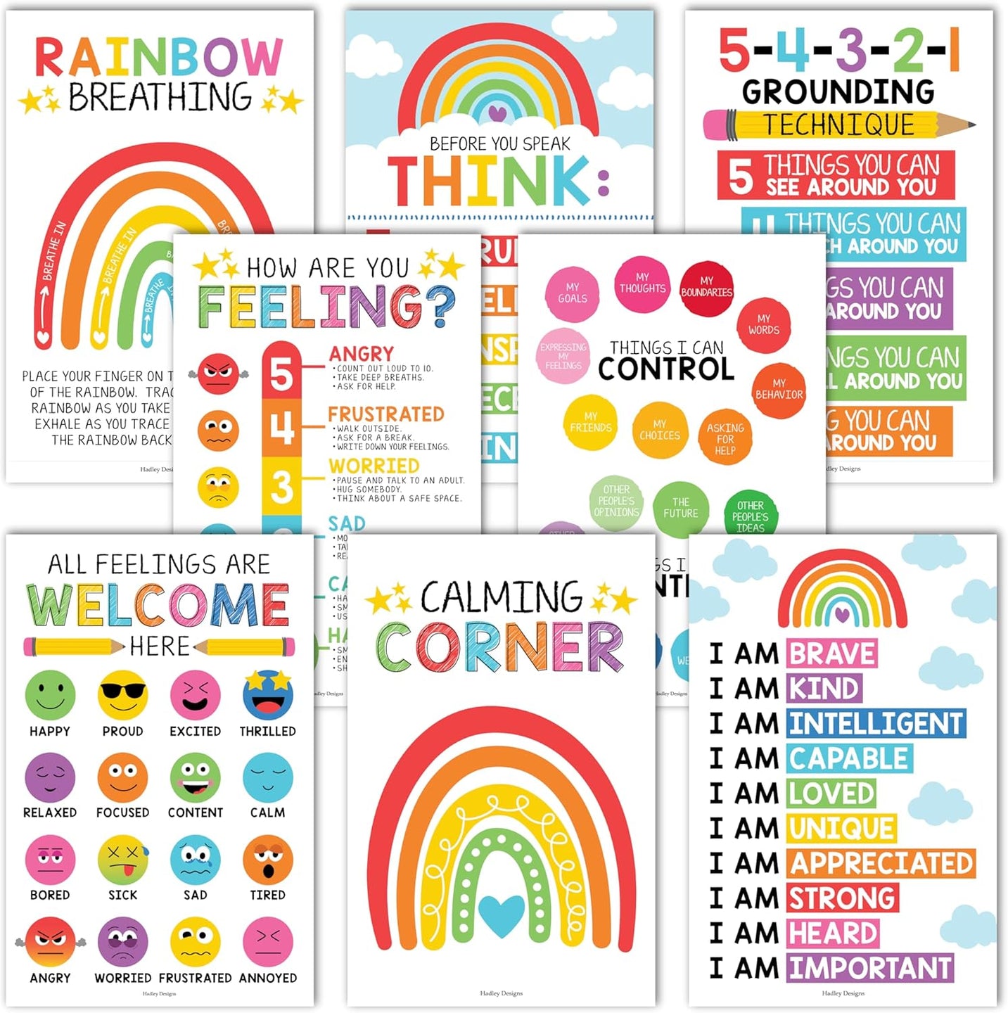 Calming Corner Kit: Colorful 8 Poster Pack – Hadley Designs