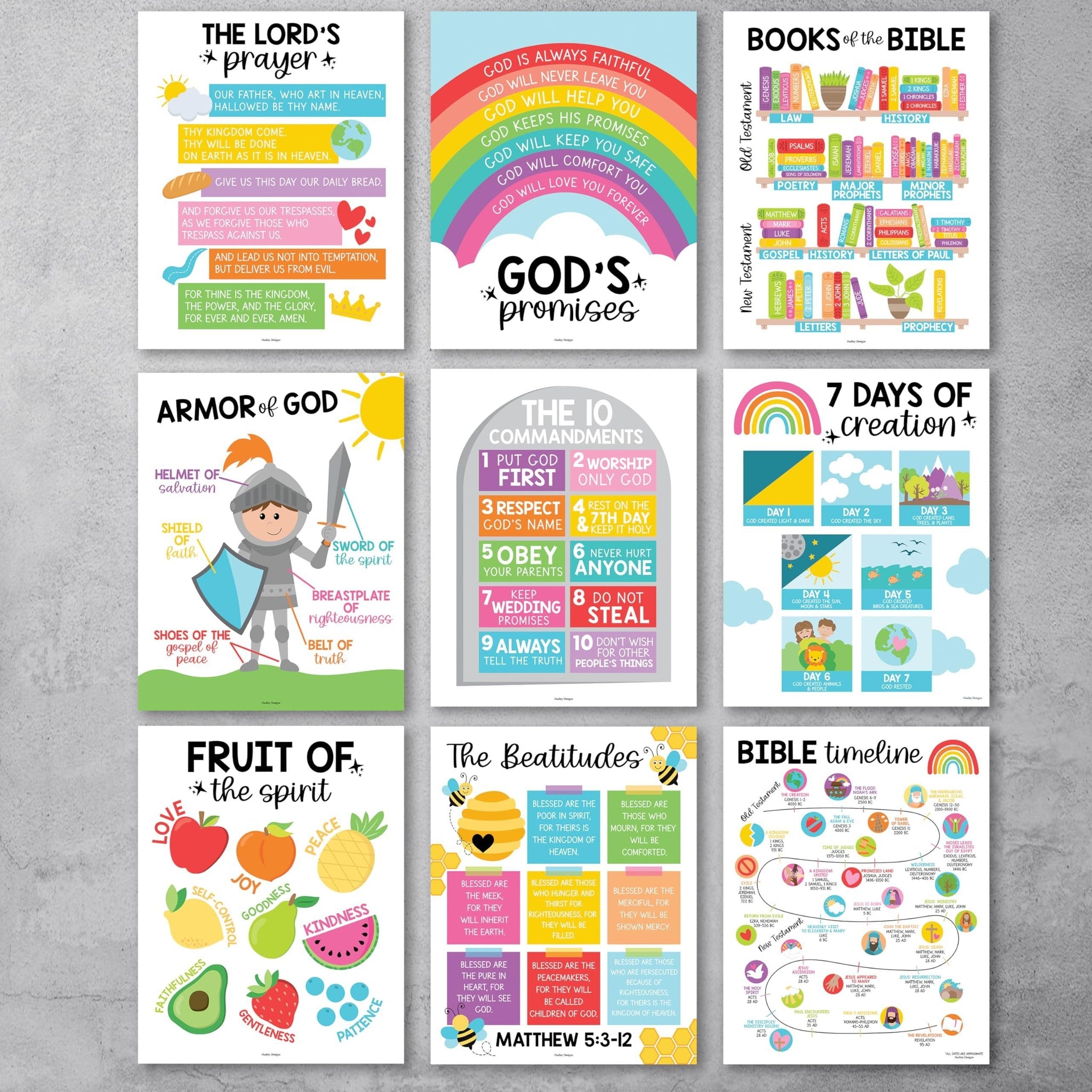 Bible Posters | Set of 9 | Sunday School Posters – Hadley Designs