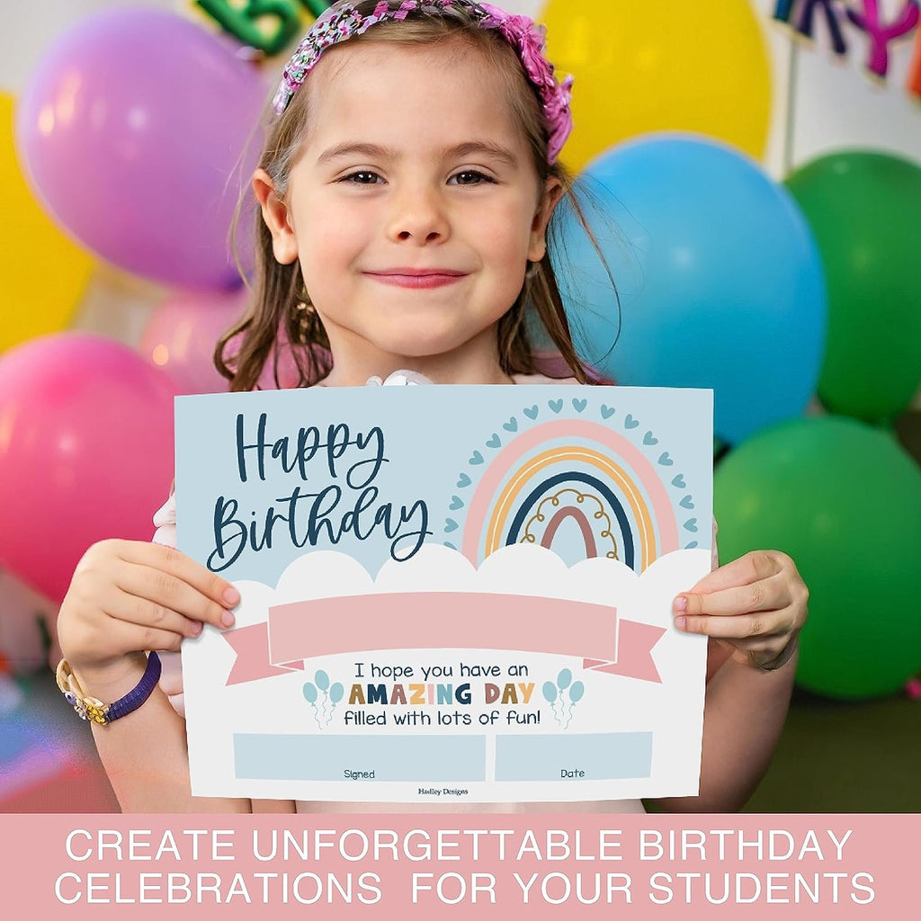 Birthday Certificates, Boho Pack of 25 – Hadley Designs