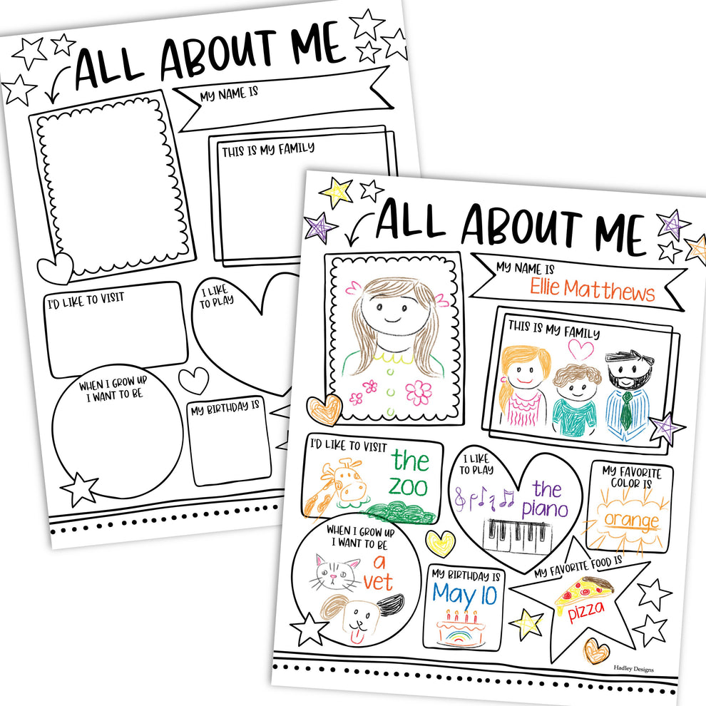 All About Me Posters | Set of 20 | Educational Posters – Hadley Designs