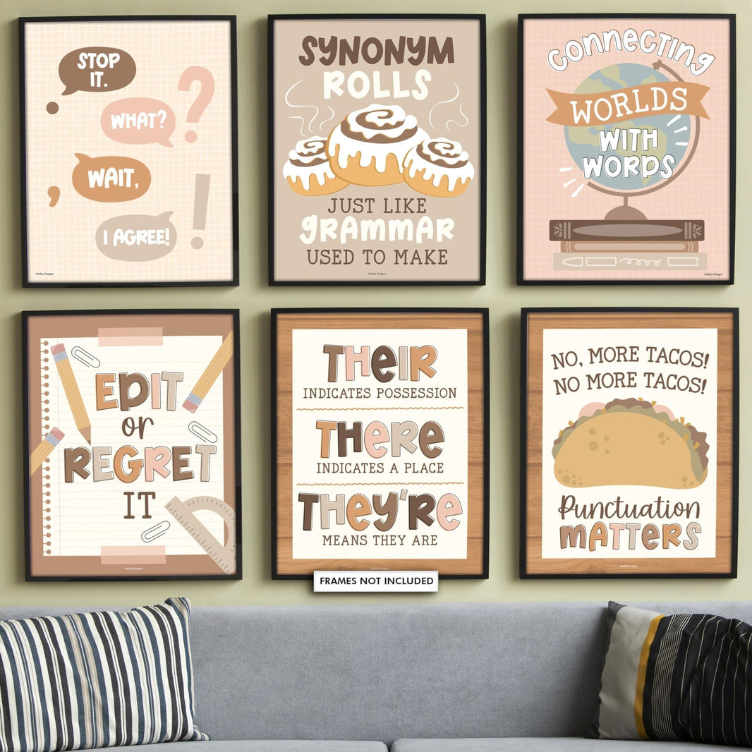 Set of 6 English Motivational Posters for Office or Classroom Decor ...