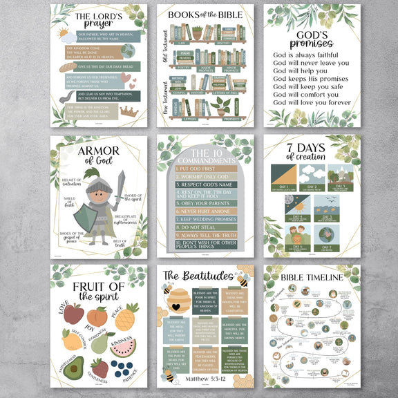 Bible Posters | Set of 9 | Sunday School Posters – Hadley Designs