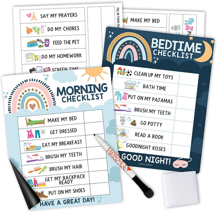 Boho Rainbow Day & Night Routine Charts | Daily Schedule | Educational ...