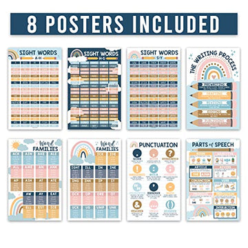 Boho Rainbow Sight Words Posters